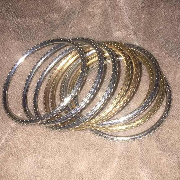 Jewelry | Gold And Silver Metal Bangles | Poshmark